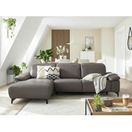 Ecksofa Musterring, B:280cm H:83cm T:180cm, grau, 100% Leder, Wohnzimmer, Sofas, "MR370 mit/ohne Relaxfunktion, verschiedene Unterfederungen zur