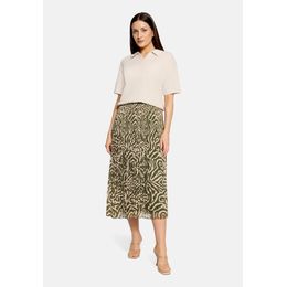 Cartoon Damen Midirock "Damen mit Plissee"khaki, cream, Gr. 44, Obermaterial: 100% Polyester. Futter: 96% Viskose, 4% Elasthan, R&ouml;cke