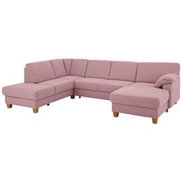 Wohnlandschaft Home Affaire, B:314cm H:88cm T:91cm, rosa, Luxus-Microfaser Vintageoptik(100% Polyester);Struktur fein ( 100%
