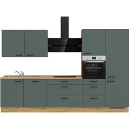 K&uuml;chenzeile Nobilia, B:330,3cm H:216,6cm T:60cm, gr&uuml;n, Komplettk&uuml;chen-Sets, ""Easytouch II", NEU: individuell anpassbar mit gratis Profi-Beratung",