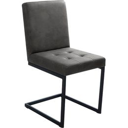 K+w Komfort & Wohnen Esszimmerstuhl, schwarz, K+W KOMFORT & WOHNEN, St&uuml;hle, "Freischwinger", Freischwingergestell aus Vierkantrohr schwarz, hoher Sitzkomfort