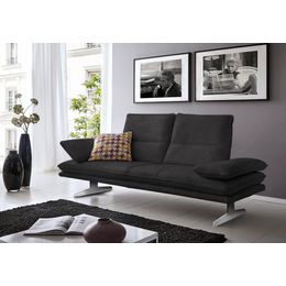 2-Sitzer W.Schillig, B:216cm H:94cm T:96cm, grau, Stoff S37 (100% Polyester): Luxus-Microfaser in Lederoptik, Sofas, "broadway, Designsofa mit tollem