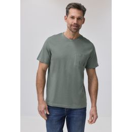 Street One MEN Herren T-Shirt, gr&uuml;n, Gr. S, unifarben, Web, 100% Baumwolle, Shirts, mit Brusttasche