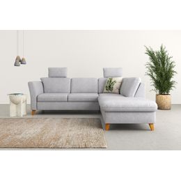 Ecksofa Home Affaire, B:252cm H:86cm T:213cm, silber, 100% Polyester, Wohnzimmer, Sofas, "Trelleborg L-Form", Federkern-Polsterung, wahlweise mit