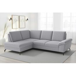 Sit & More Ecksofa SIT & MORE, B:249cm H:89cm T:190cm, grau, 100% Polyester, Wohnzimmer, Sofas, "Chelsea L-Form, B: 264 cm, mit Armteil-&