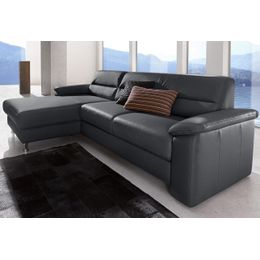 Sit & More Ecksofa SIT & MORE, B:251cm H:85cm T:165cm, schwarz, NaturLEDER (echtes Rindsleder), Korpus in Kunstleder SOFTLUX;Luxus-Microfaser (100%