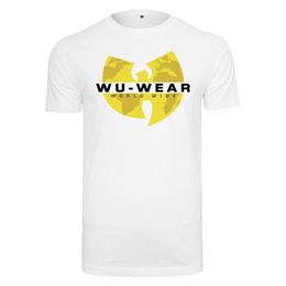 MisterTee Herren Kurzarmshirt "MisterTee Herren Wu Wear Logo Tee", wei&szlig;, Gr. XS, unifarben, 100% Baumwolle, Shirts