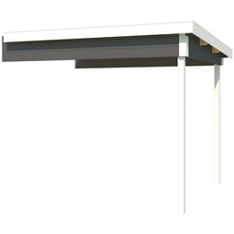 Schleppdach Lasita Maja, B:2.600cm H:2.109cm T:2.246cm, grau, Massivholz, Gartenhaus-Anbaud&auml;cher, "Zambezi 200", Dachverl&auml;ngerung 28 mm