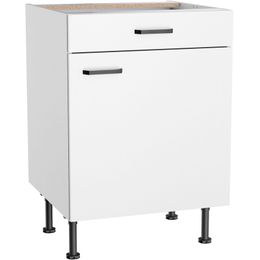 Unterschrank KOCHSTATION, B:60cm H:87cm T:58,4cm, wei&szlig;, K&uuml;che, Schr&auml;nke, "KS-Paula", 60 cm breit, 87 cm hoch, mit 1 Schubkasten, 1 T&uuml;r, 1 Einlegeboden