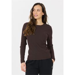 ENDURANCE ATHLECIA ATHLECIA Damen Langarmshirt "Lankae", braun, Gr. 42, unifarben, 57% Baumwolle, 38% Modal, 5% Elasthan, Shirts, mit 4-Wege-Stretch