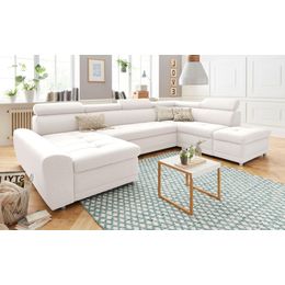 Sit & More Wohnlandschaft SIT & MORE, B:337cm H:92cm T:95cm, beige, Struktur (100% Polyester);Flachgewebe (100% Polyester);Luxus-Microfaser (100% Polyester),
