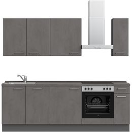 K&uuml;chenzeile Nobilia, B:240,3cm H:216,6cm T:60cm, grau, Komplettk&uuml;chen-Sets, ""Riva I", NEU: individuell anpassbar mit gratis Profi-Beratung",