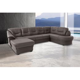 Sit & More Wohnlandschaft SIT & MORE, B:334cm H:90cm T:206cm, grau, NaturLEDER (echtes Rindsleder) in Sitz und R&uuml;cken. Korpus in passendem Kunstleder SOFTLUX