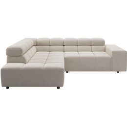 Ecksofa Home Affaire, B:249cm H:70cm T:215cm, beige, 100% Polyester, Wohnzimmer, Sofas, "Ancona, Ecksofa, incl. Kopfteilverstellung, Breite 249 cm,