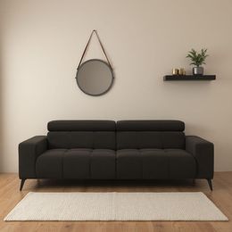 2-Sitzer DOMO collection, B:208cm H:79cm T:104cm, braun, 92% Polyester, 8% Nylon, Sofas, "Trento, mit Kufenfu&szlig; oder Einzelfu&szlig;", whlw. verstellbare