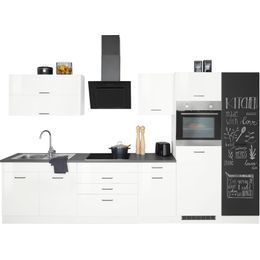 K&uuml;chenzeile KOCHSTATION, B:340cm T:60cm, wei&szlig;, Komplettk&uuml;chen-Sets, "KS-Trier", mit E-Ger&auml;ten, Breite 340 cm