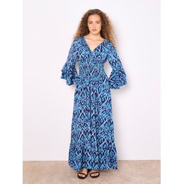 Apricot Damen Maxikleid "Swirl Smock Maxikleid", blau, Gr. 34, gemustert, Obermaterial: 100% Viskose CV., Kleider, mit R&uuml;schen&auml;rmeln