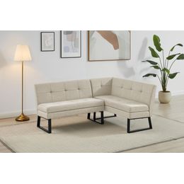 Eckbank OTTO HOME, B:184cm T:61,5cm, beige, Polyester, Esszimmer, Sitzb&auml;nke, "Geranie, Sitzbank, Essbank, pflegeleichter Strukturstoff", Eckbank