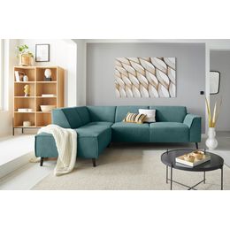 Ecksofa DOMO collection, B:263cm H:81cm T:191cm, blau, Wohnzimmer, Sofas, "Amora, bequem und zeitlos, L-Form", mit Federkern, Fu&szlig;h&ouml;he passend f&uuml;r