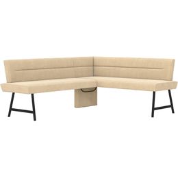 Eckbank OTTO HOME, B:211cm H:84cm, beige, 100% rPES, Esszimmer, Sitzb&auml;nke, "Sava", mit Wellenfederung im Sitz