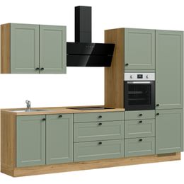 K&uuml;chenzeile Nobilia, B:300,3cm H:216,6cm T:60cm, gr&uuml;n, Komplettk&uuml;chen-Sets, ""Cascada II", NEU: individuell anpassbar mit gratis Profi-Beratung",