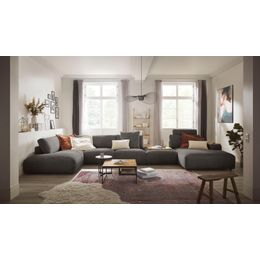 Wohnlandschaft Musterring, B:504cm H:81cm T:204cm, grau, Sofas, "Lucia viel Platz, bequem, U-Form", Cord-Bezug, inklusive Kopfst&uuml;tze, Gesamtbreite