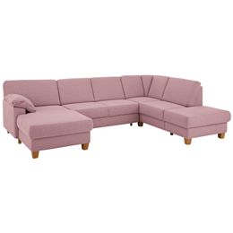 Wohnlandschaft Home Affaire, B:314cm H:88cm T:91cm, rosa, Luxus-Microfaser Vintageoptik(100% Polyester);Struktur fein ( 100%