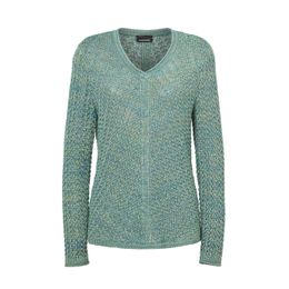 GOLDNER Damen Rundhalspullover "Kurzgr&ouml;&szlig;e Strickpullover mit V-Ausschnitt", bunt, Gr. 19, Obermaterial: 50% Baumwolle CO. 50% Polyacryl PAN.,
