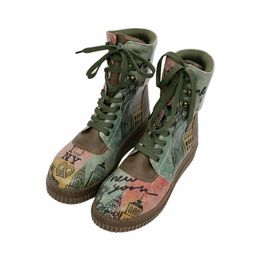DOGO Damen Schn&uuml;rboots "Future High Top Boots New York Damen Stiefeletten", Gr. 36, bunt, Lederimitat, Schuhe, Handgefertigt