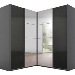 Schwebet&uuml;renschrank Rauch, B:181cm H:210cm T:187cm, grau, Holzwerkstoff, Schr&auml;nke, "Schrank Garderobe Eckkleiderschrank QUADRA Front in