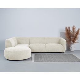 Ecksofa Home Affaire, B:273cm H:73cm T:250cm, wei&szlig;, 100% Polyester, Wohnzimmer, Sofas, "OSTRUP Rundsofa, L-Form, Naturt&ouml;ne, Boucle oder Chenille",