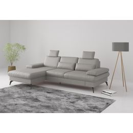 Sit & More Ecksofa SIT & MORE, B:275cm H:82cm T:171cm, grau, Wohnzimmer, Sofas, "Morris L-Form, inkl. Sitztiefenverstellung", wahlweise mit Armteilverstellung,
