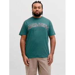 Jack & Jones PlusSize Herren T-Shirt "JJECALEB VARSITY TEE SS O-NECK NOOS PLS", gr&uuml;n, Basic, Gr. XXXL, JACK & JONES PLUSSIZE, Jersey, Obermaterial: 100% Baumwolle, Shirts,