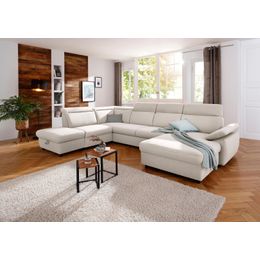 Wohnlandschaft OTTO HOME, B:354cm T:232cm, beige, Struktur fein (100% Polyester);Luxus-Microfaser Lederoptik (100% Polyester);Soft clean (98%