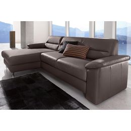 Sit & More Ecksofa SIT & MORE, B:251cm H:85cm T:165cm, braun, NaturLEDER (echtes Rindsleder), Korpus in Kunstleder SOFTLUX;Luxus-Microfaser (100%