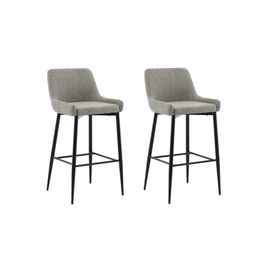 Barhocker VENTURE HOME, B:48cm H:105cm T:53cmbeige, schwarz, K&uuml;che, Hocker, "Plaza, 2er-Set Barhocker in beigem Leinen, schwarze Beine, 150 kg",