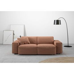 2,5-Sitzer Home Affaire, B:214cm H:71cm T:101cm, braun, 100% Polyester, Sofas, "Glimminge auch in Breitcord, Feincord + Easy care-Bezug", besondere