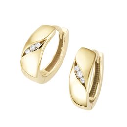 Luigi Merano Damen Paar Creolen "matt, glanz, mit Brillanten, Gold 585", SI = kleine Einschl&uuml;sse, Gelbgold 585, gold, Gelbgold 585, Ohrringe