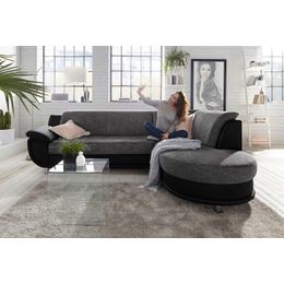 Ecksofa Trendmanufaktur, B:265cm H:85cm T:190cm, schwarz-wei&szlig;, Kunstleder SOFTLUX / Struktur (77% Polyester; 23% Polyacryl);Luxus-Microfaser ALCAZAR