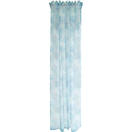 Gardine HOMING, B:140cm H:245cm, blau, Organza, Polyester, K&uuml;che, Gardinen, "Vitas", Farbverlauf, geometrisch, Wohnzimmer, Schlafzimmer