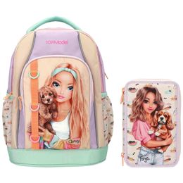 Depesche Kinder Rucksack "Schul-Set SUNNY DOG TOPModel 2er Set bunt", bunt, Polyester, Rucks&auml;cke
