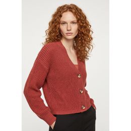 Only Damen Strickjacke "ONLCAROL NICE L/S CARDIGAN KNT NOOS", rot, Gr. L, unifarben, Strick, Obermaterial: 100% Polyacryl, Strickjacken, Kunstfaser,