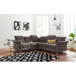Sit & More Ecksofa SIT & MORE, B:249cm T:229cm, braun, Wohnzimmer, Sofas, "Darwin L-Form", inklusive Federkern, wahlweise mit Kopfteilverstellung, Schlaffunktion
