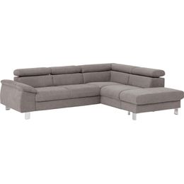 Ecksofa COTTA, B:249cm H:72cm T:100cm, grau, Microfaser PRIMABELLE (100% Polyester);Kunstleder SOFTLUX;Feinstruktur (100% Polyester);Kunstleder