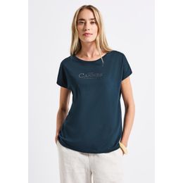 Street One Damen T-Shirt, blau, Gr. 34, bedruckt, Web, 50% Baumwolle, 50% Modal, Shirts, im soften Baumwoll-Mix