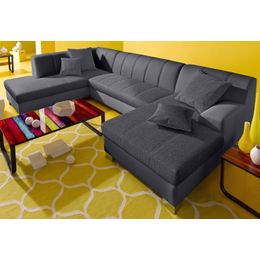 Wohnlandschaft DOMO collection, B:297cm H:75cm T:195cm, schwarz, Microfaser PRIMABELLE (100% Polyester);Struktur ( 85% Polyester, 15%