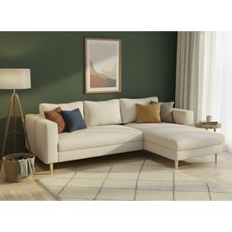 Ecksofa Trendmanufaktur, B:232cm H:81cm T:161cm, beige, Wohnzimmer, Sofas, "Amazing, wahlw. mit Schlaffunktion & Bettkasten, Fu&szlig; Buche lackiert",