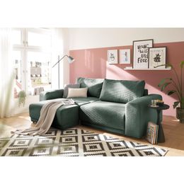 Schlafsofa OTTO HOME, B:252cm H:94cm T:118cm, gr&uuml;n, Wohnzimmer, Sofas, "PHEELIX Cord, mit 3 Funktionen", Elemente einzeln oder gleichzeitig
