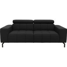 2-Sitzer DOMO collection, B:208cm H:79cm T:104cm, schwarz, Lederlook;100% Polyurethan, Sofas, "Cunelli, moderne Sitzn&auml;hte als Designelement, fester