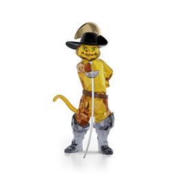 Swarovski Dekofigur "Kristallfigur Sammelfigur SHREK PUSS IN BOOTS", B/H/T: 3,8cm, gelb, Metall, Swarovski Kristall, H:3,8cm, Dekofiguren, Swarovski
